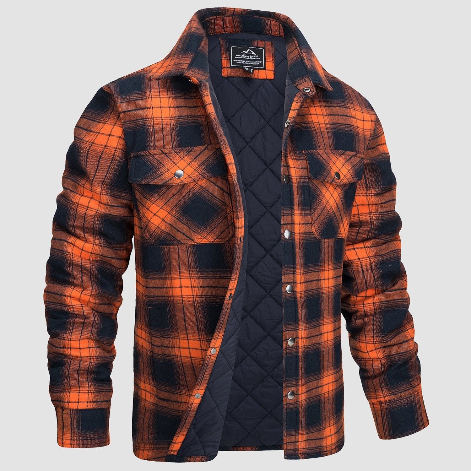 Men's Flannel Shirt Quilted Lined Plaid Jacket - MAGCOMSEN
