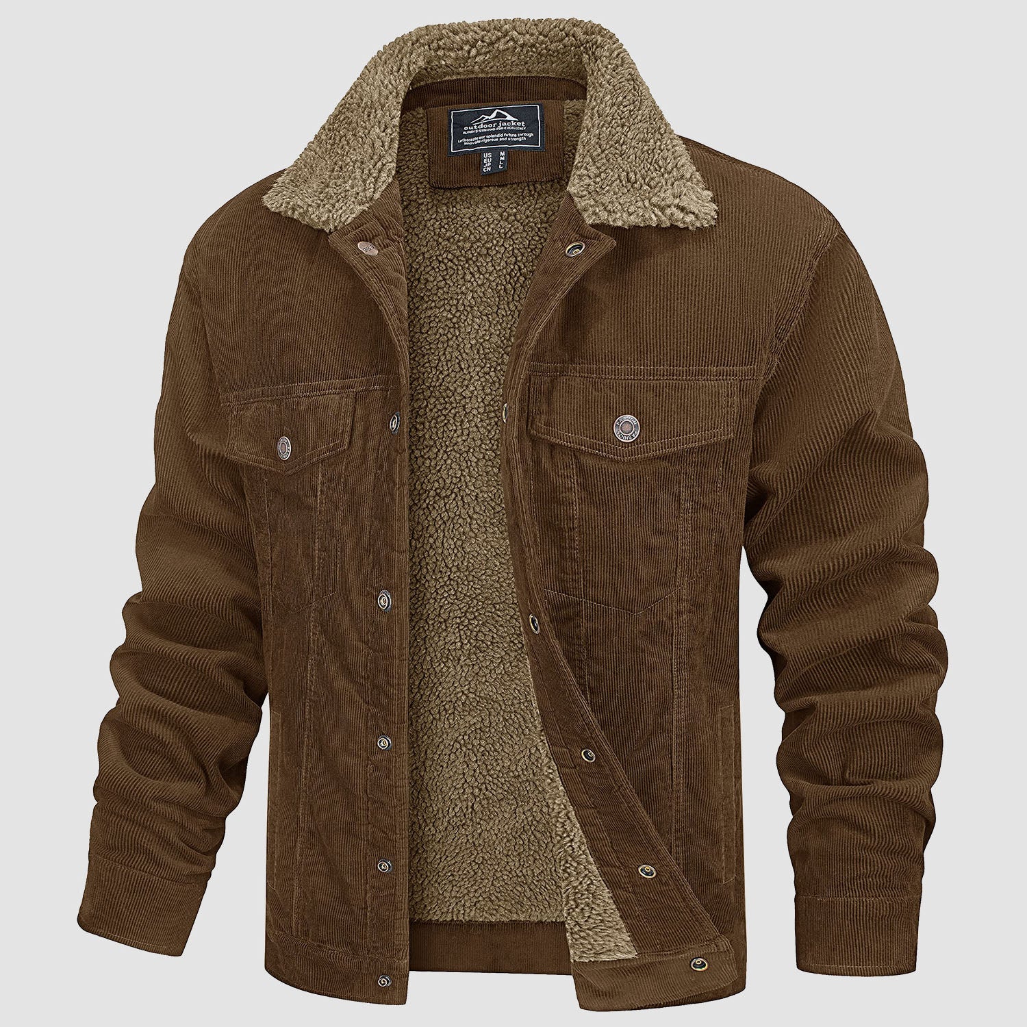 Men's Corduroy Jacket - Sherpa-Lined Winter Coat