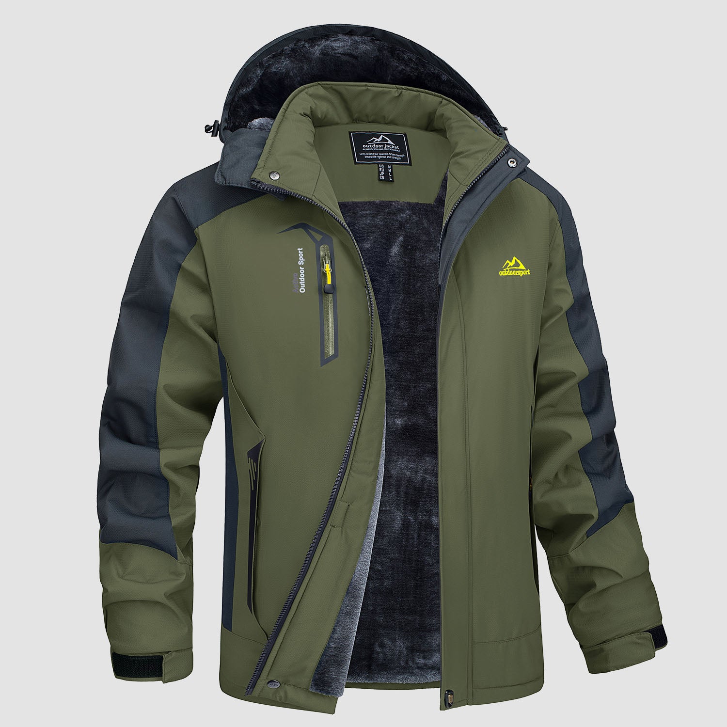 Men's Water Resistant Ski Jacket - Fleece Lined Parka with Pockets ...
