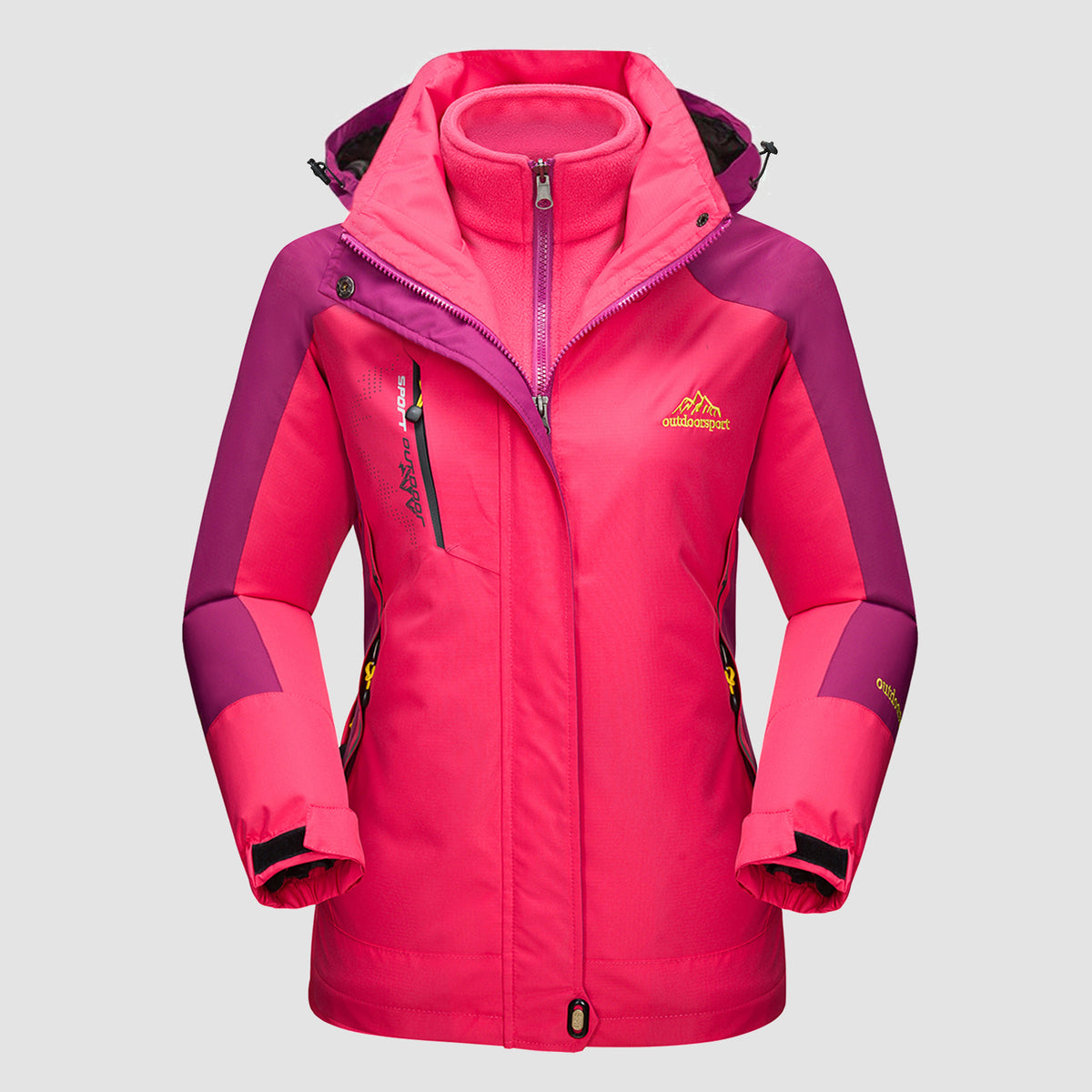Women's Winter Coats 3-IN-1 Snow Ski Jacket Water Resistant Windproof ...